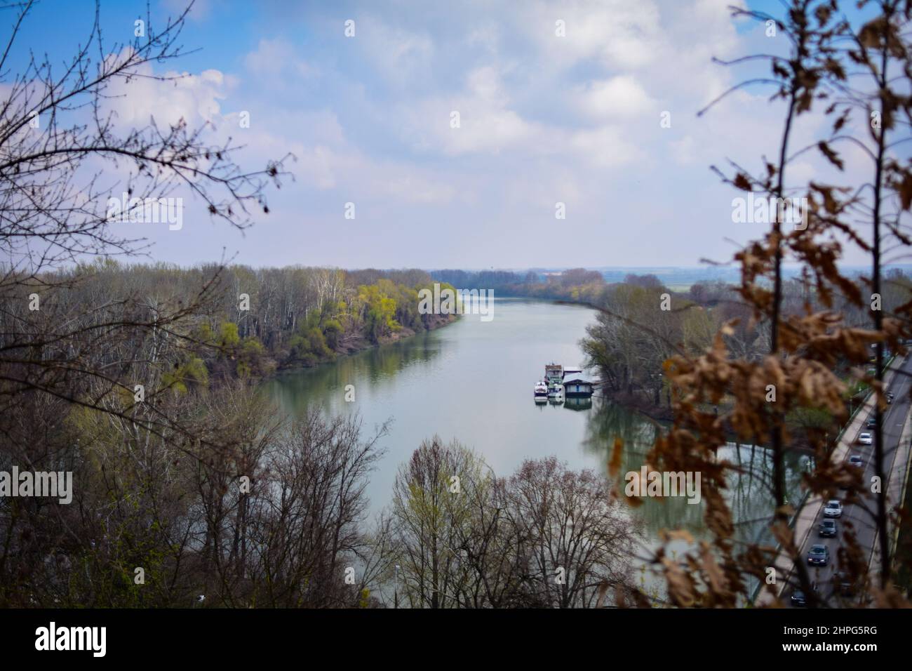 Rural landscape shows where rivers Tisza and Bodrog meet. Tokaj is a ...