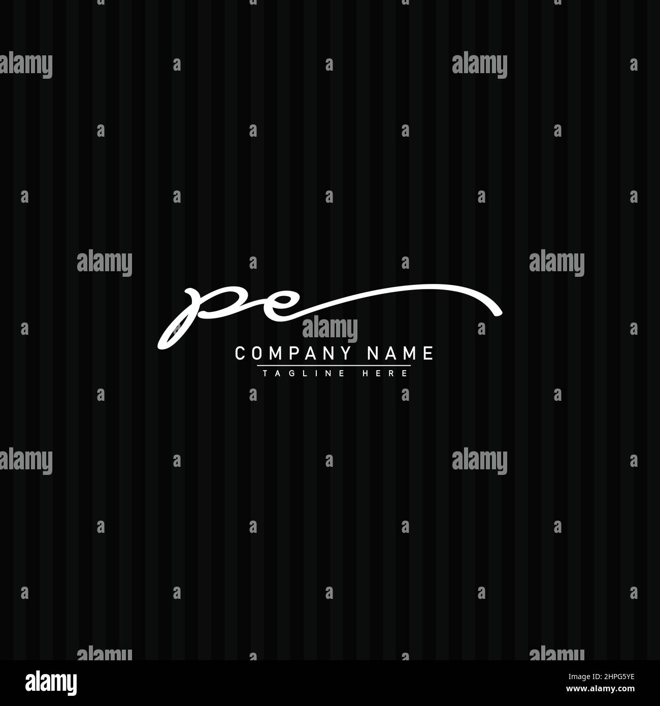 Initial Letter PE Logo - Hand Drawn Signature Style Logo - Vector Logo ...
