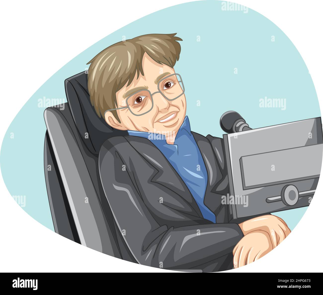 Stephen Hawking cartoon character on white background illustration ...