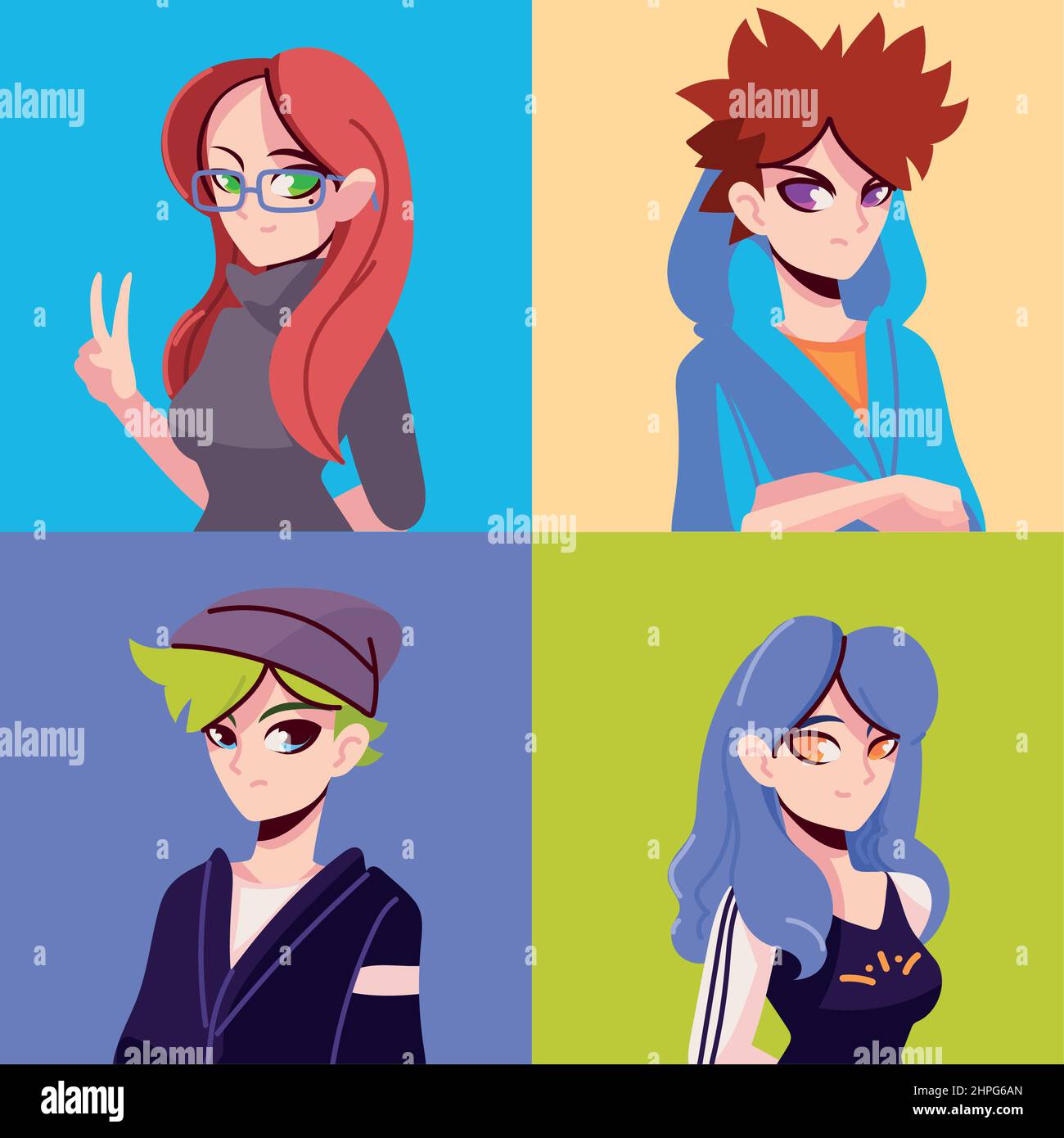 set of anime characters Stock Vector Image & Art - Alamy