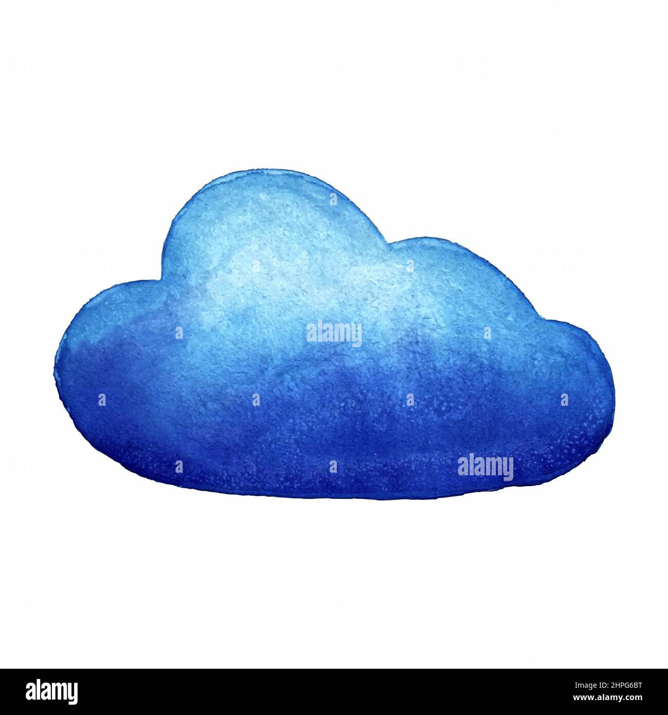 Watercolor cloud. Blue cloud isolated on white background. . Vector ...