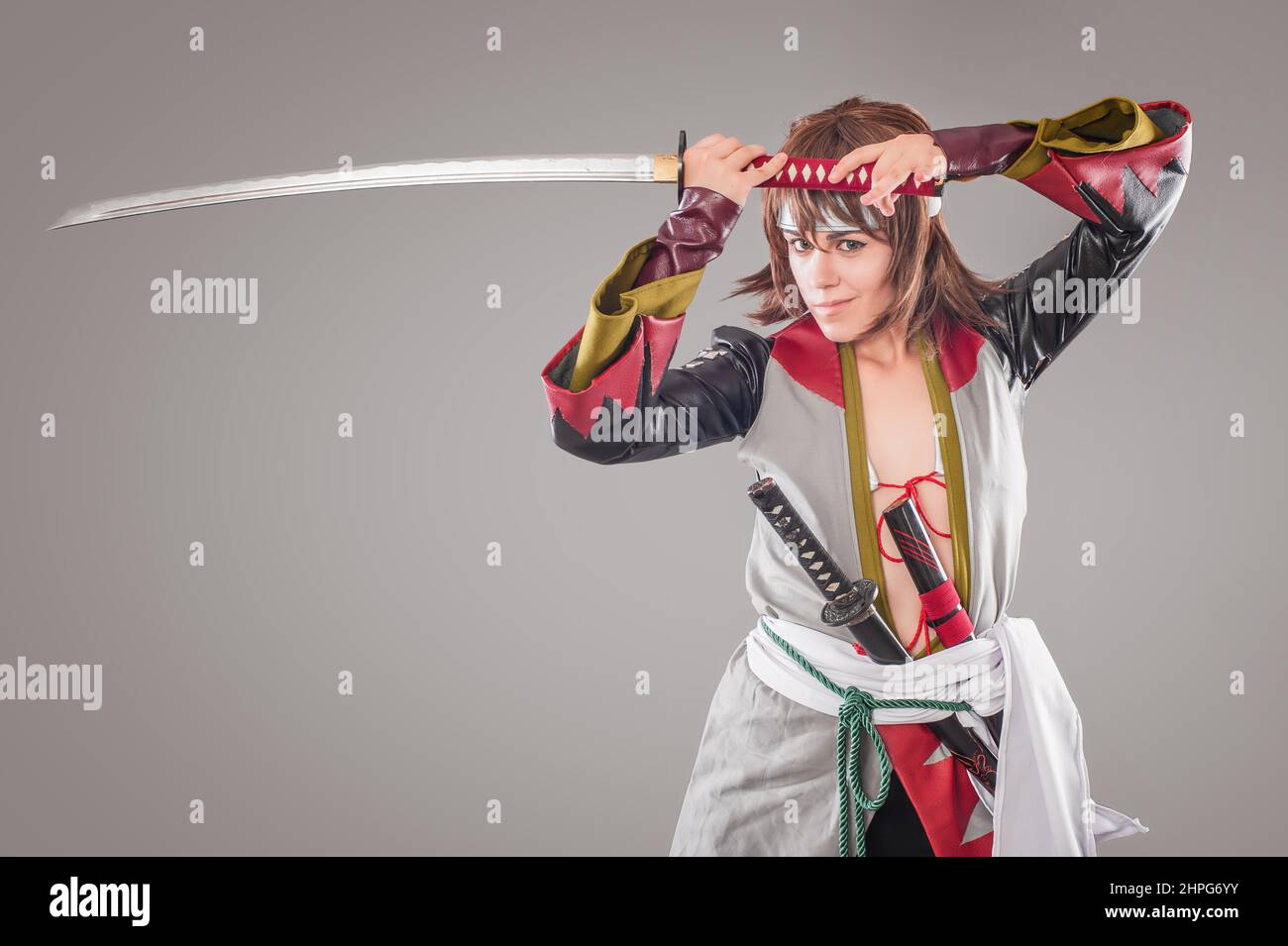 Japanese samurai with katana sword. Studio shoot. Isolated Stock Photo ...