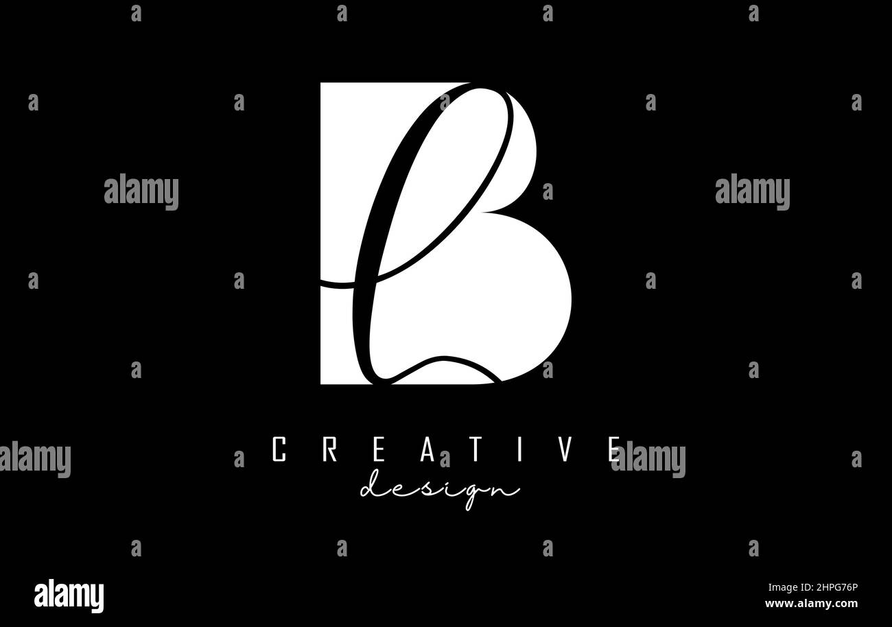 Black and white BL Letters logo with negative space. Letters B and L ...