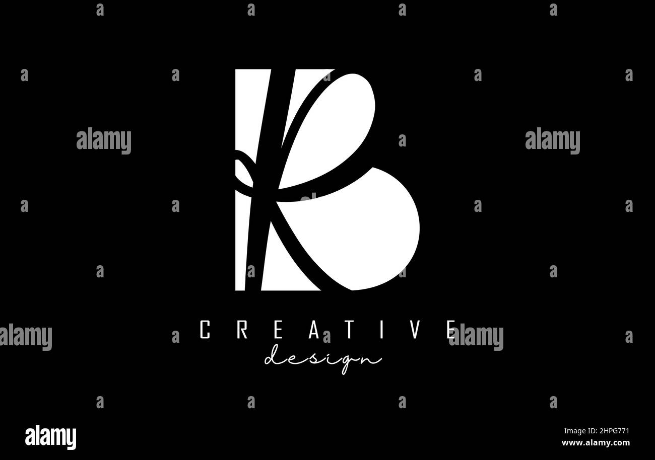 Black and white BR Letters logo with negative space. Letters B and R ...