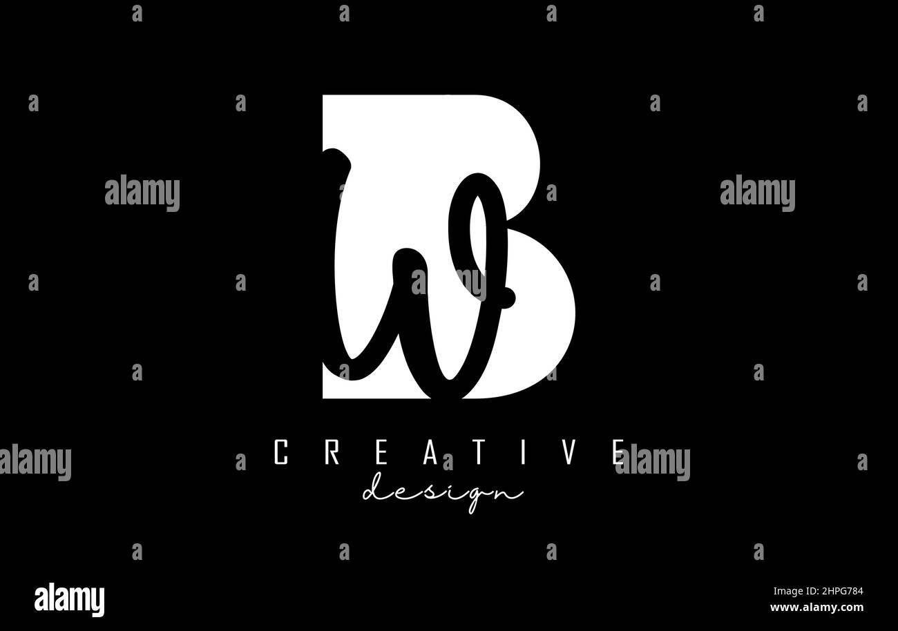 Black and white BW Letters logo with negative space. Letters B and W ...