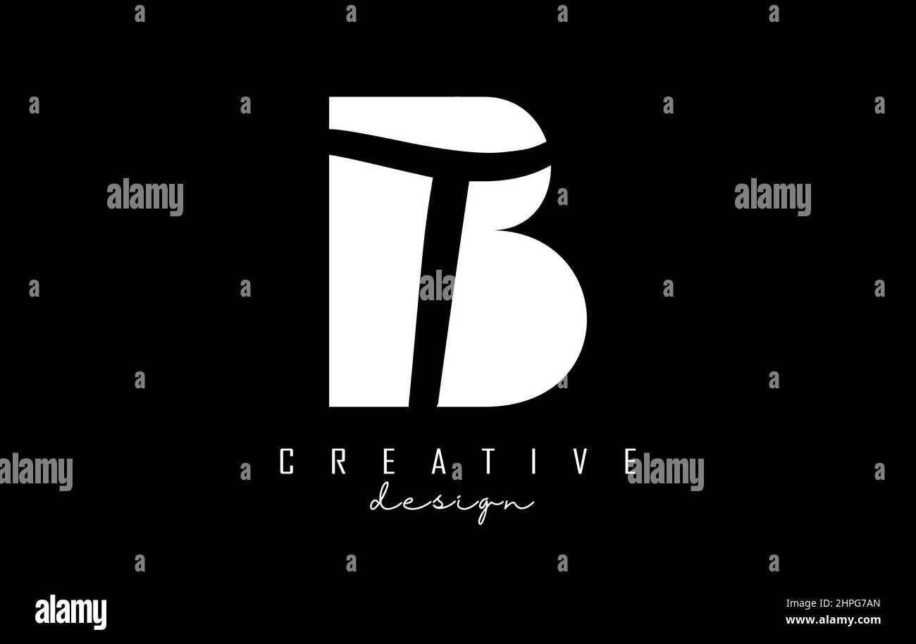 Black and white BT Letters logo with negative space. Letters B and T ...