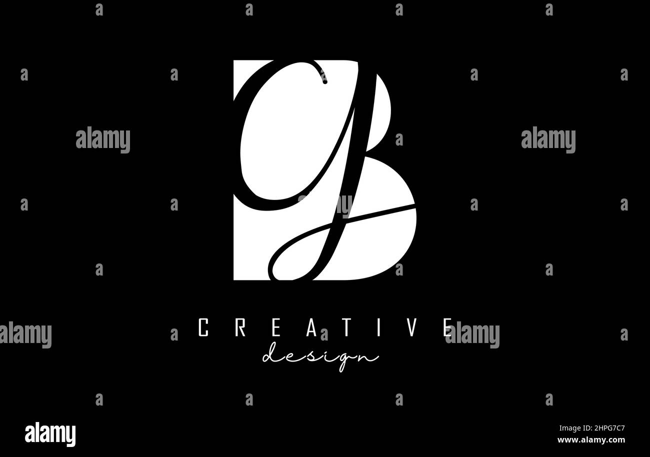 Black and white BG Letters logo with negative space. Letters B and G ...