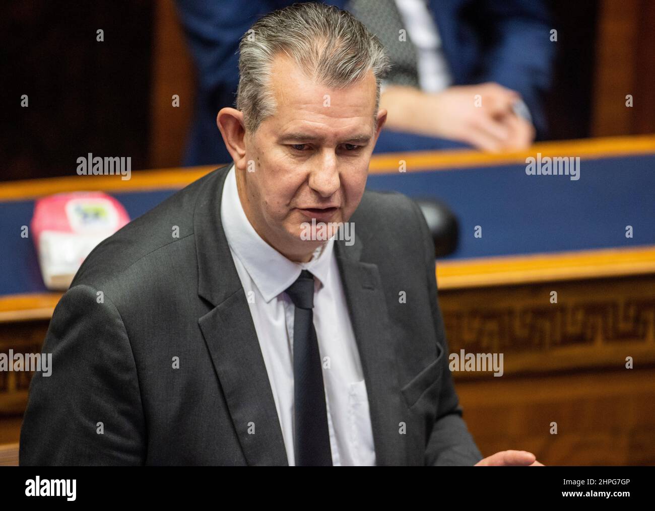 Edwin Poots speaking in the Northern Ireland Assembly chamber at ...