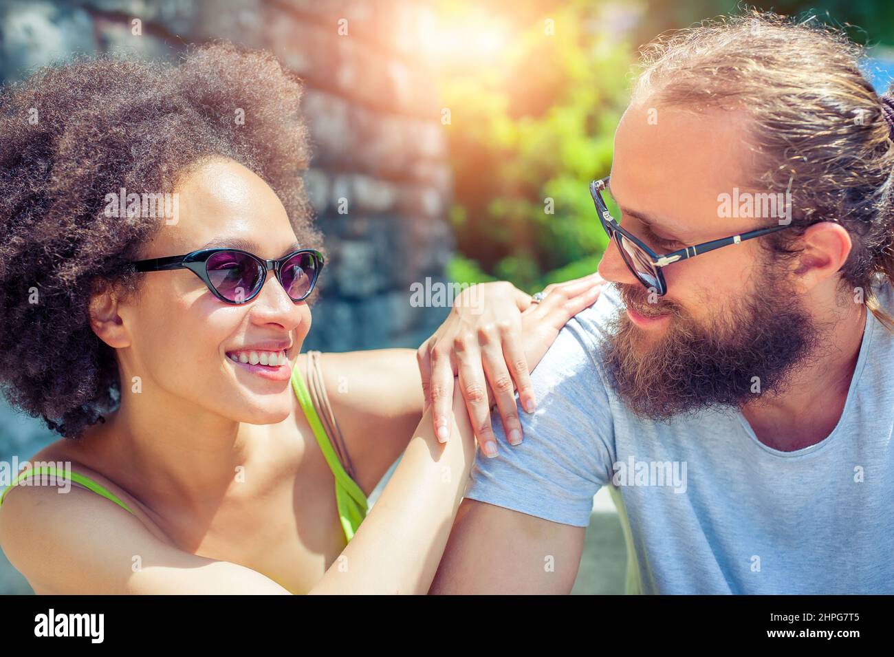 Close up of romantic couple in love sharing a special moment Stock ...