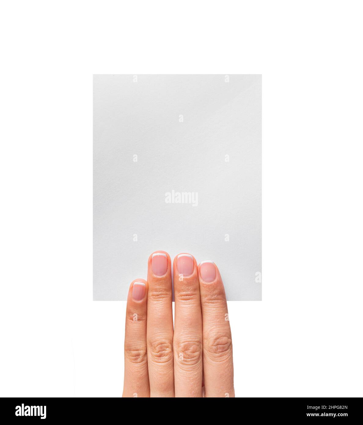 Hand holding white cards on white Stock Photo - Alamy