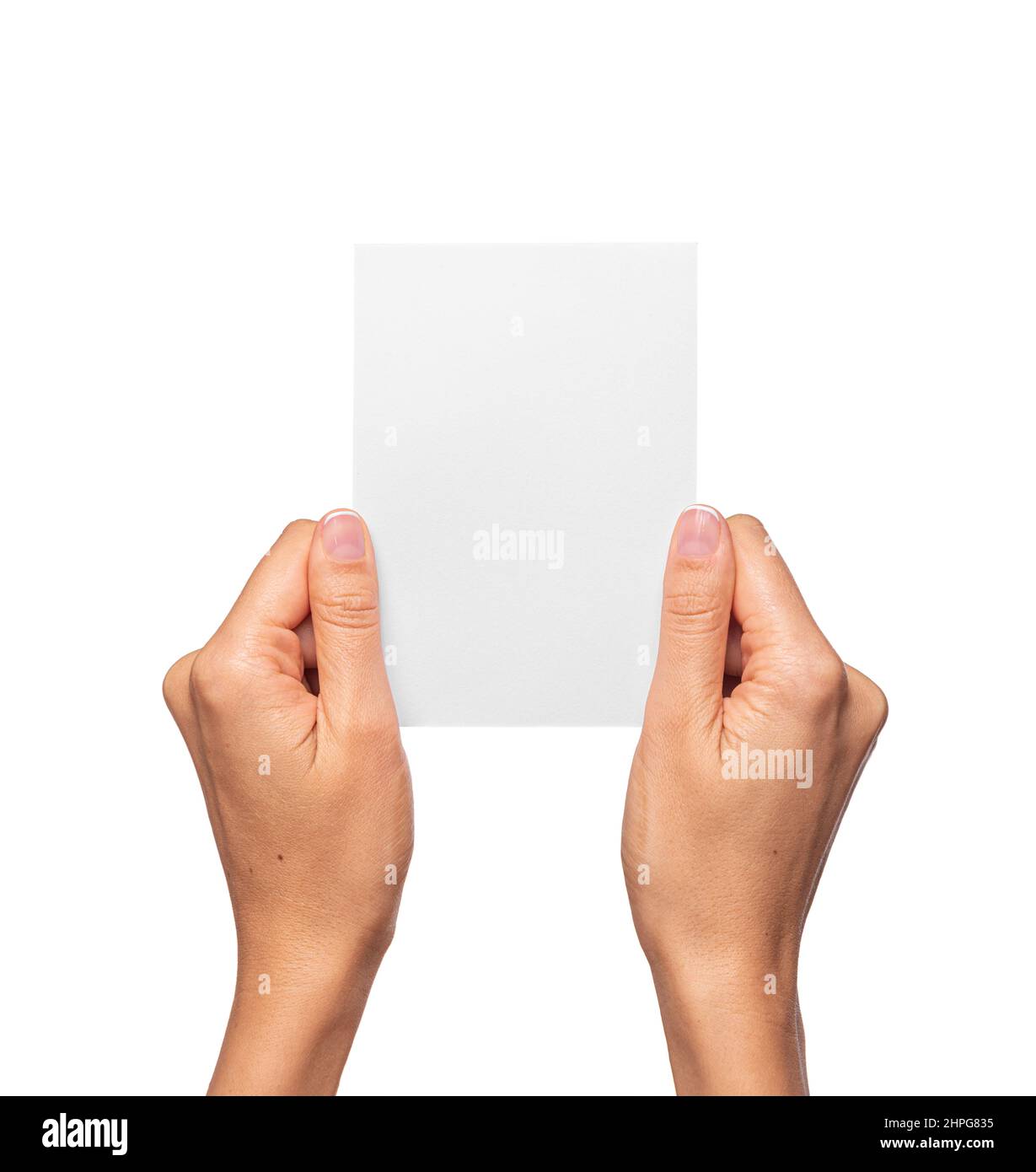 Human hands holding blank paper Cut Out Stock Images & Pictures - Alamy