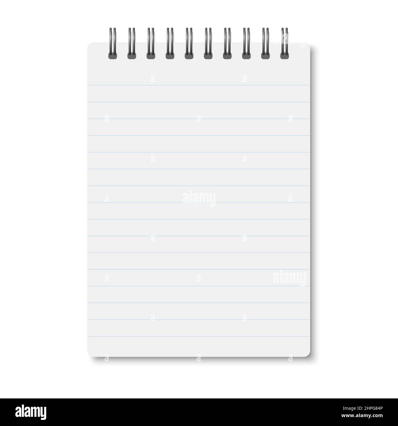 White realistic a6 notebook opened with soft shadows. Vector vertical ...