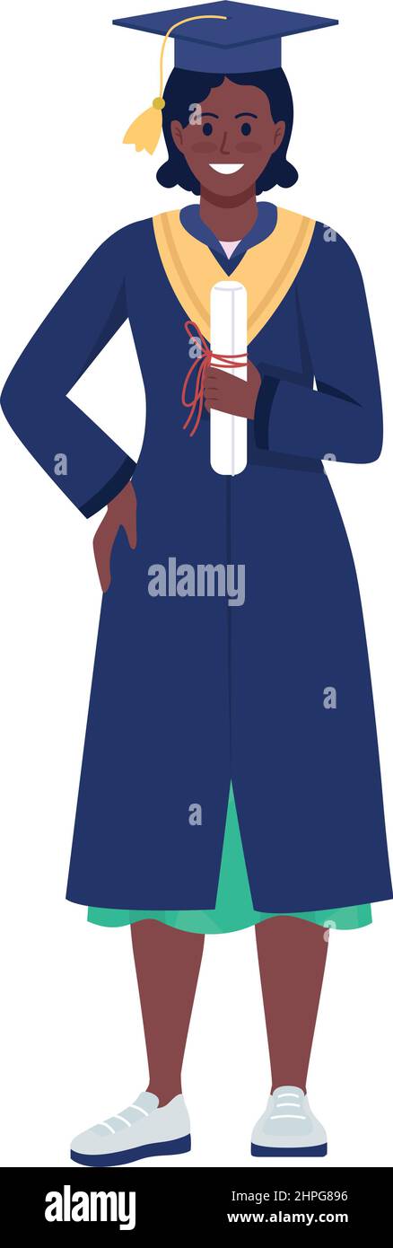 Smiling college graduate semi flat color vector character Stock Vector ...