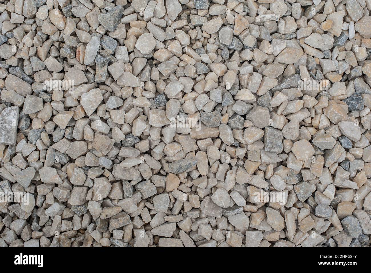 Gravel and pebbles background pattern, small and big sand. Full frame ...