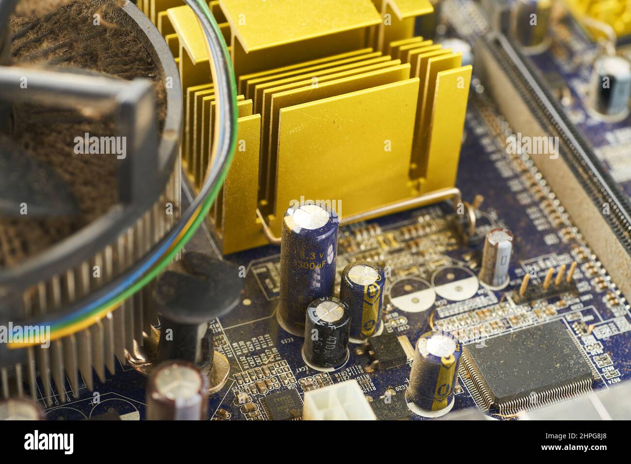Old computer system unit with spider web and dust inside Stock Photo ...