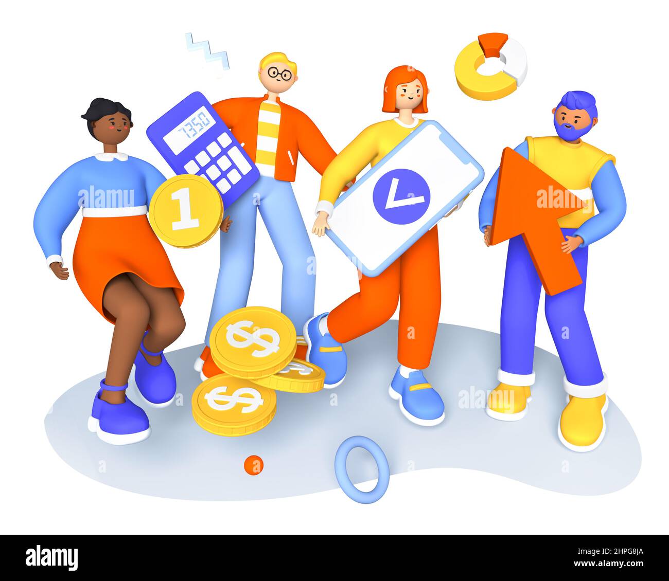 Increase online income - modern colorful 3D illustration with cartoon ...