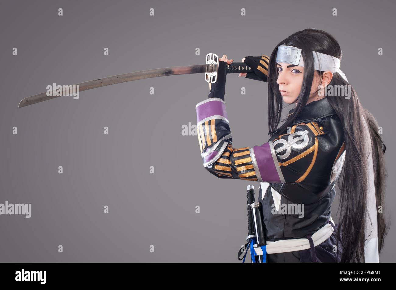 Japanese samurai with katana sword. Studio shoot. Isolated Stock Photo ...