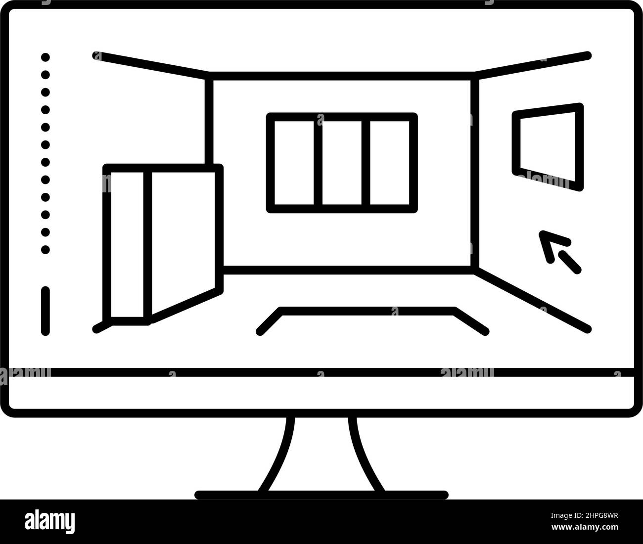 3d interior visualization line icon vector illustration Stock Vector ...