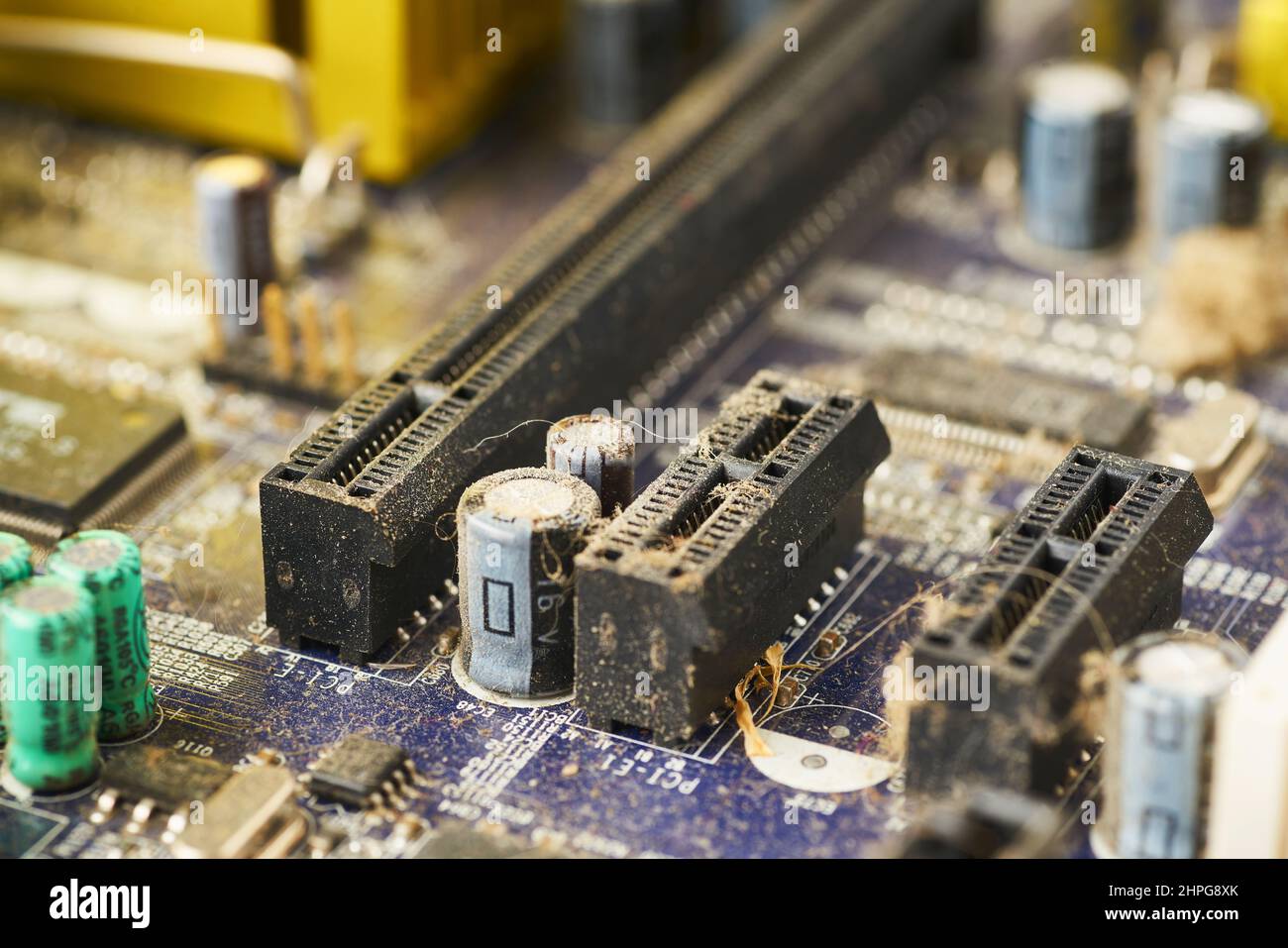 Old computer system unit with spider web and dust inside Stock Photo ...