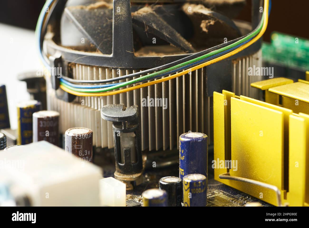 Old computer system unit with spider web and dust inside Stock Photo ...