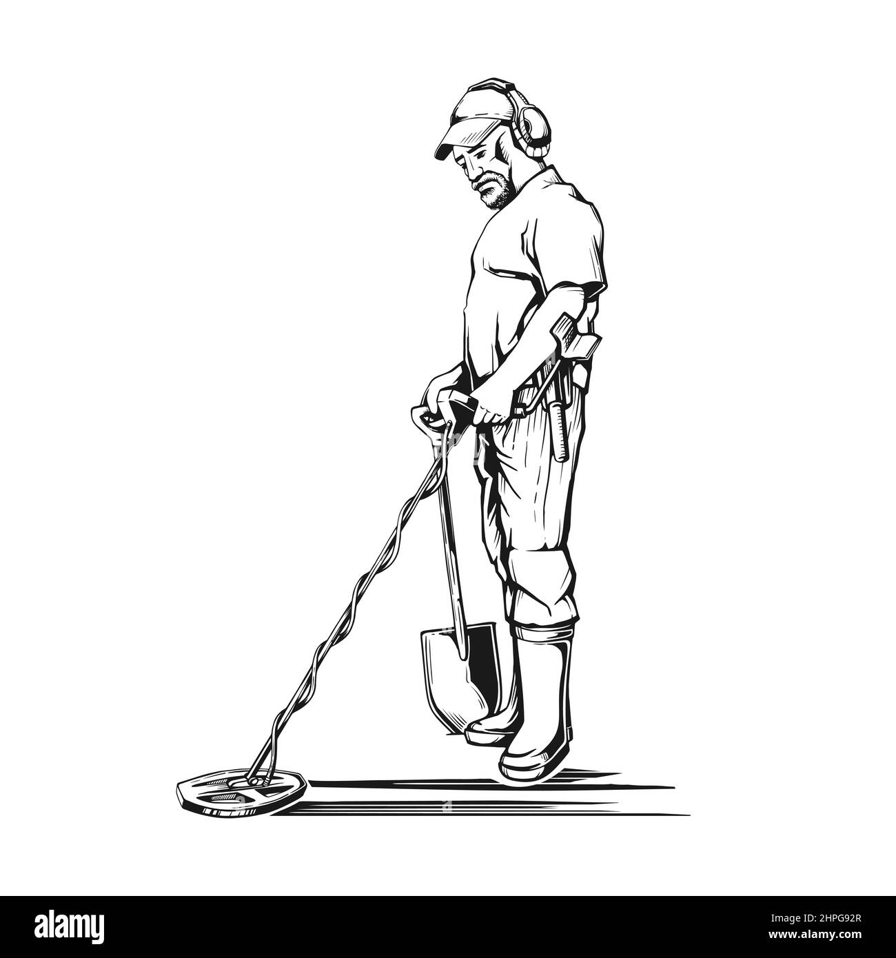 Using metal detector look coins Stock Vector Images - Alamy