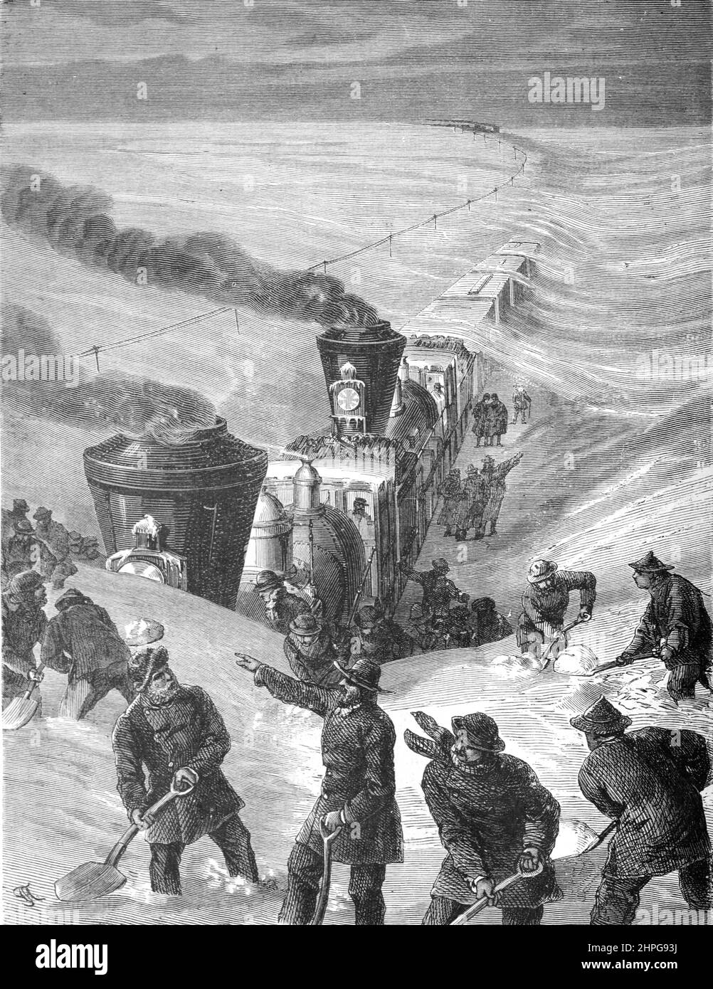 American Steam Train or Railway Blocked or Immobilized by Heavy Winter ...