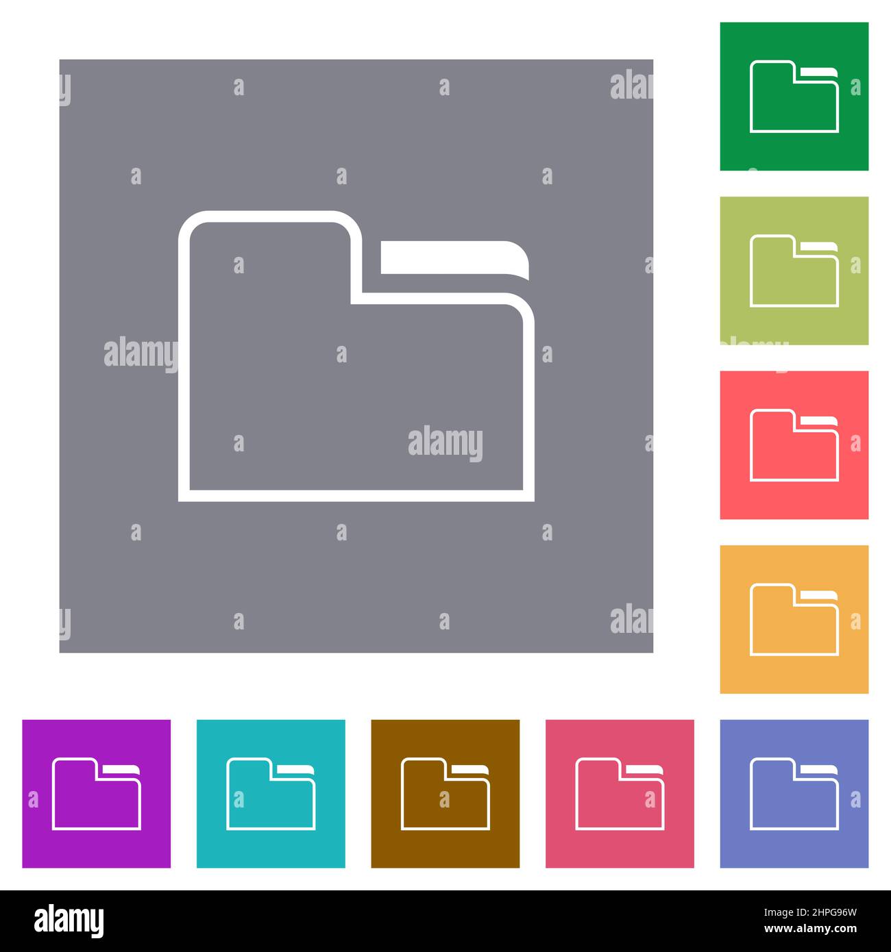 Tab folder outline flat icons on simple color square backgrounds Stock ...