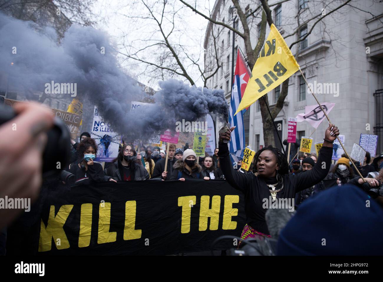 Participants march during a Kill The Bill rally against the Police ...
