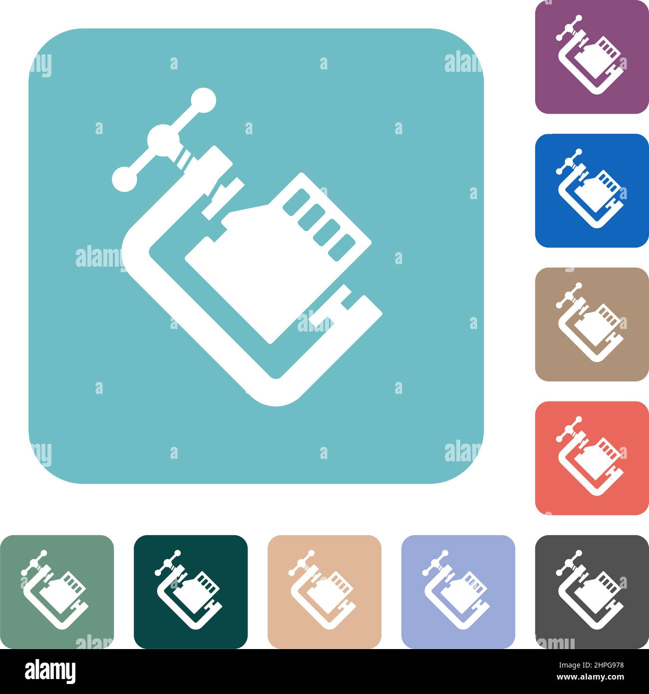 Micro sd memory card compress solid white flat icons on color rounded square backgrounds Stock ...