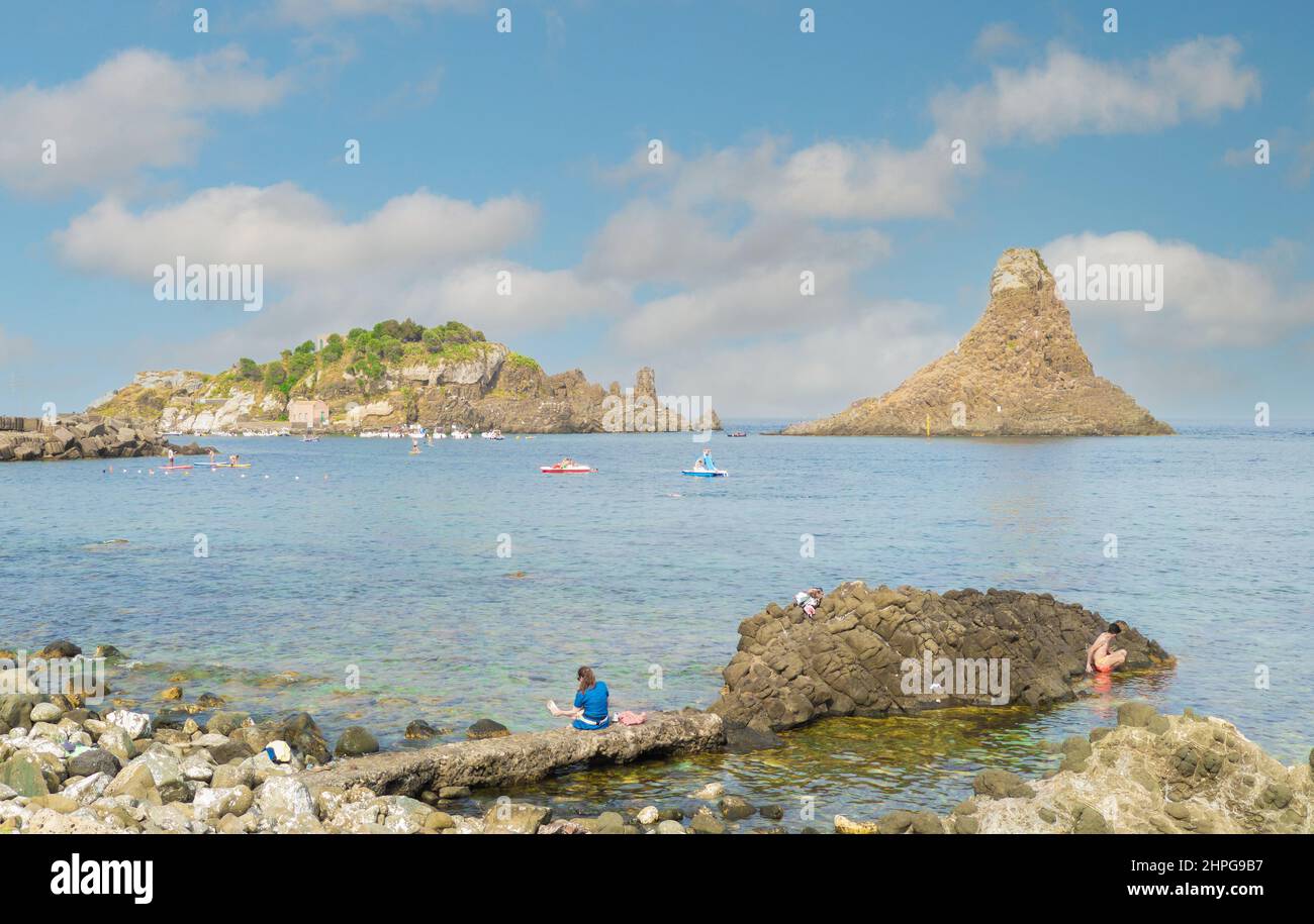 Aci Trezza (Italy) - A view of tourist fishing village, in municipality ...
