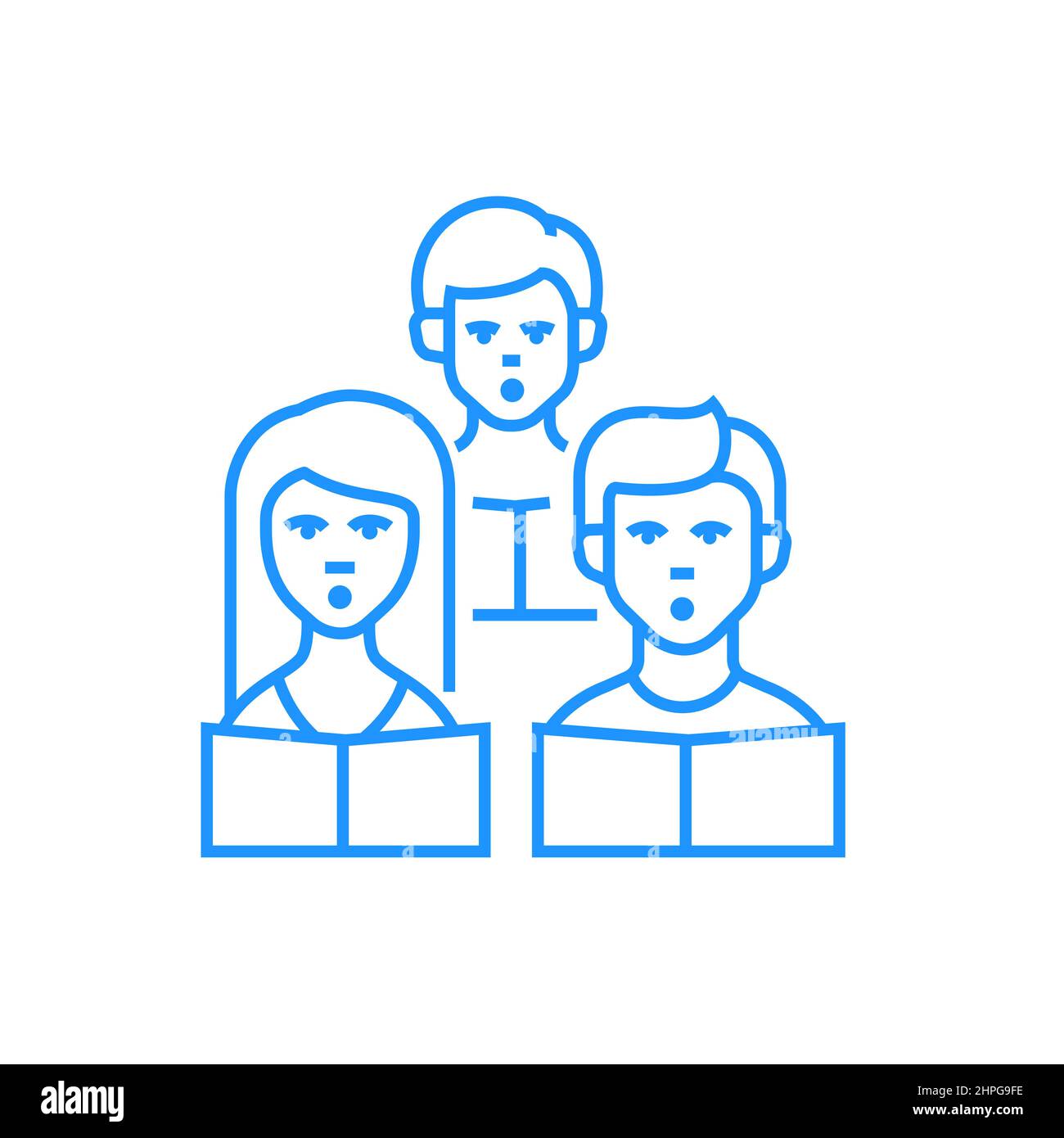 Choral singing - modern blue line design style icon on white background ...