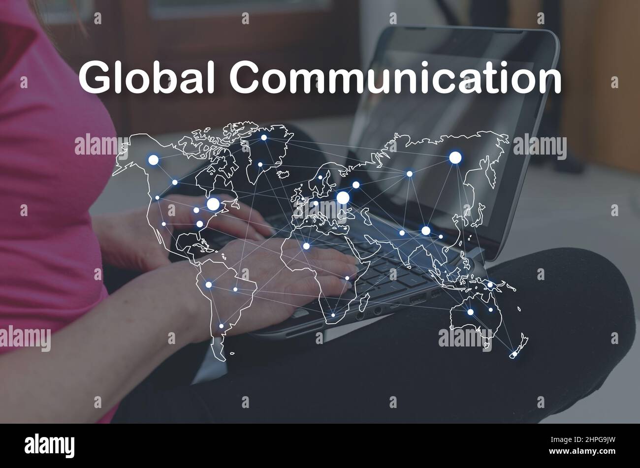 Global communication concept illustrated by a picture on background ...