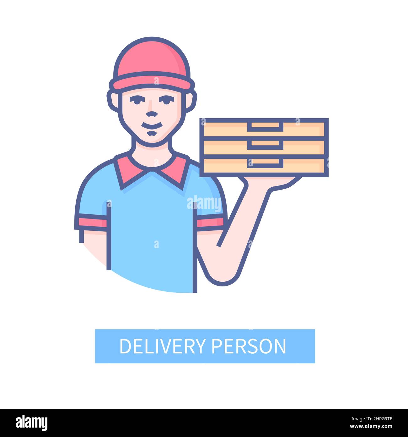 Delivery person - modern colored line design style icon on white ...