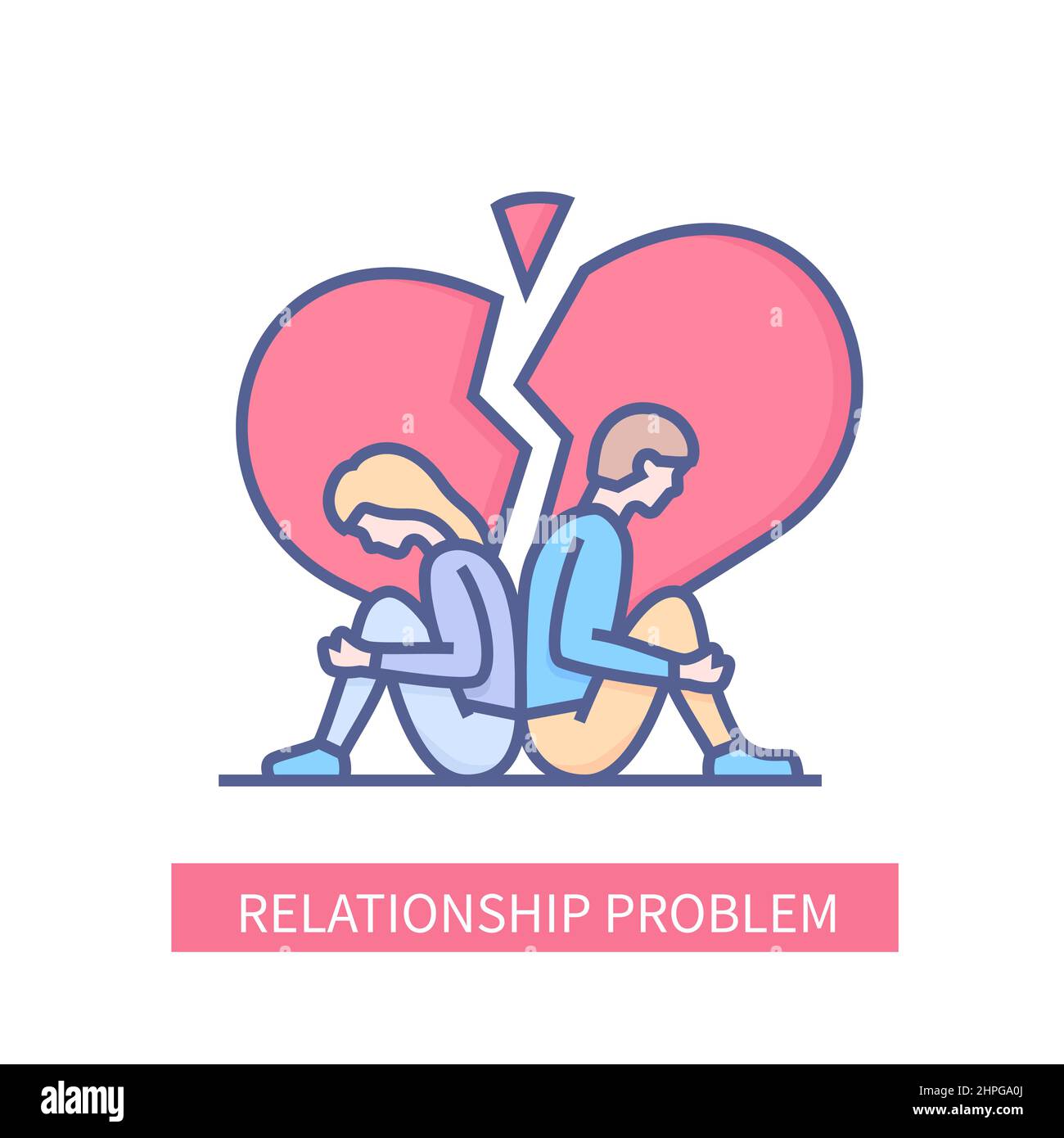 Relationship problem - modern colored line design style icon on white ...