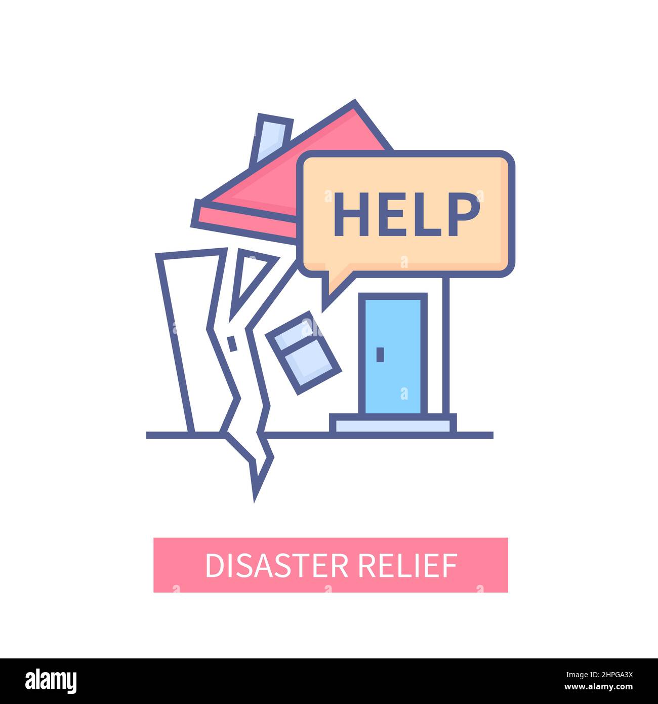 Disaster relief - modern colored line design style icon on white ...