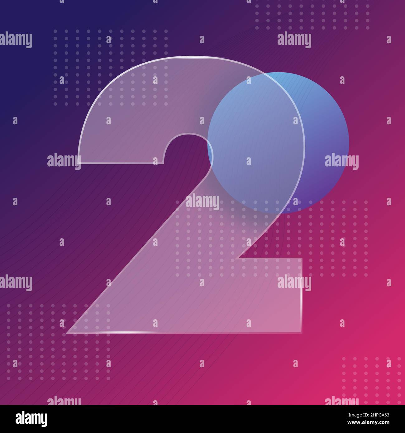 Glass morphism effect. Transparent frosted acrylic shape number 2 on ...