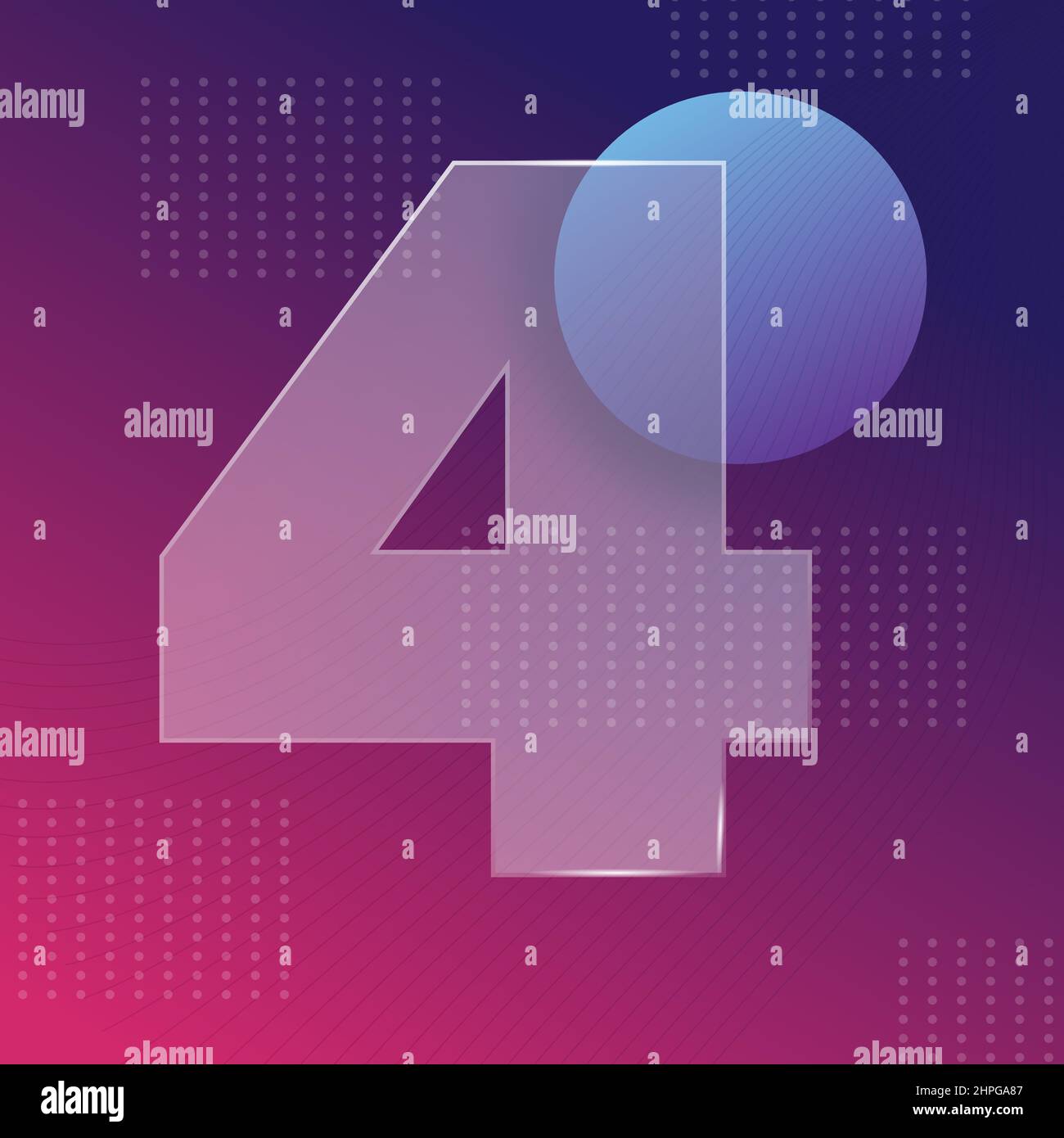 Glass morphism effect. Transparent frosted acrylic shape number 4 on ...