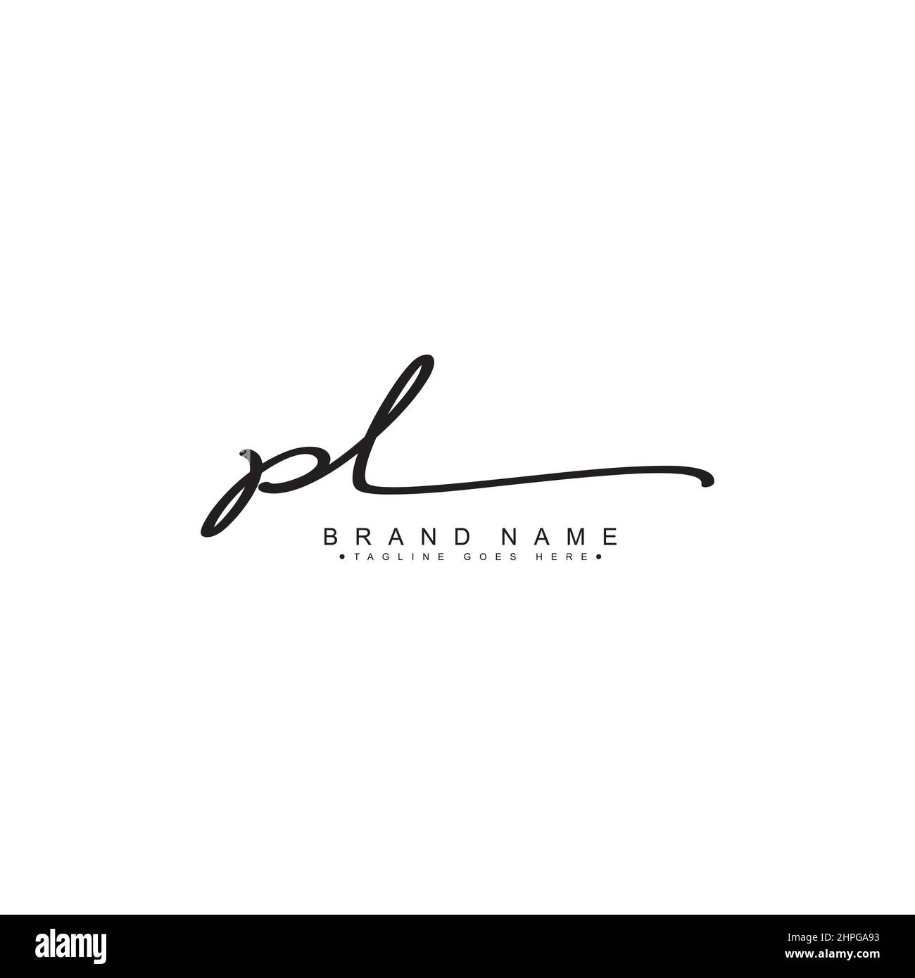 Initial Letter PL Logo - Hand Drawn Signature Logo - Vector Logo ...
