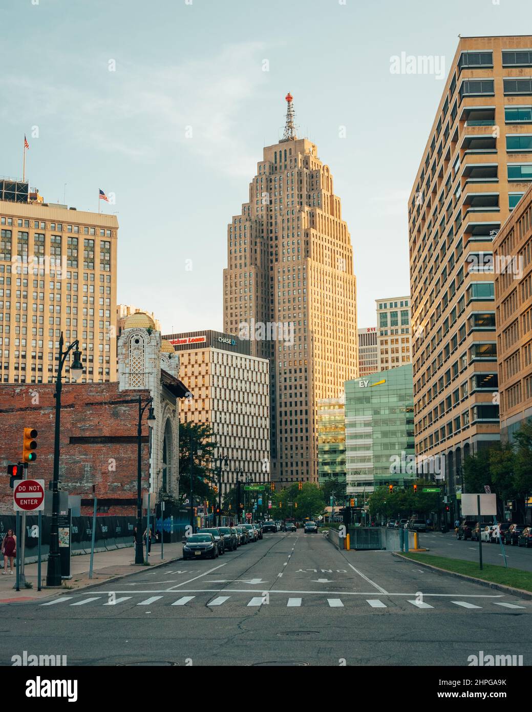 Monroe Street cityscape in downtown Detroit, Michigan Stock Photo - Alamy