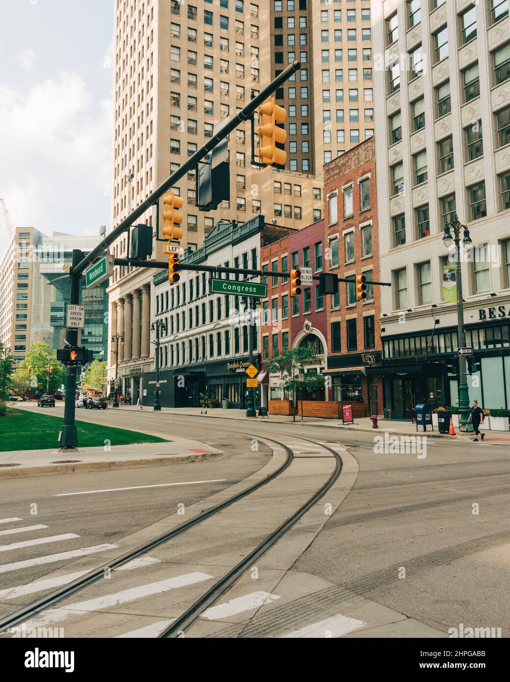 Intersection in downtown Detroit, Michigan Stock Photo - Alamy