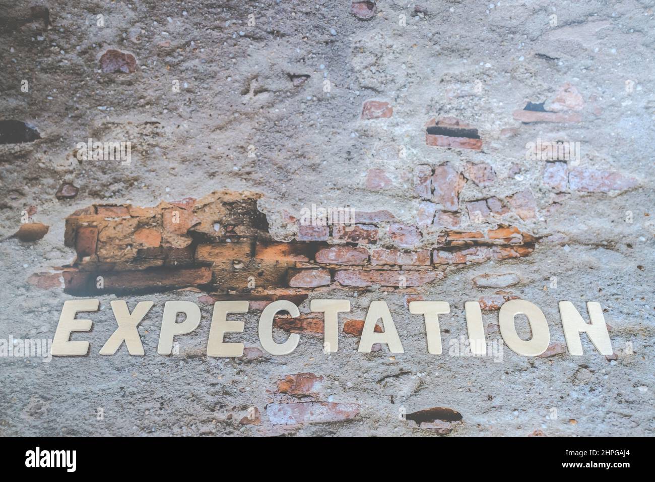 The expectations word on the wall. Business Concept image. Expectation ...