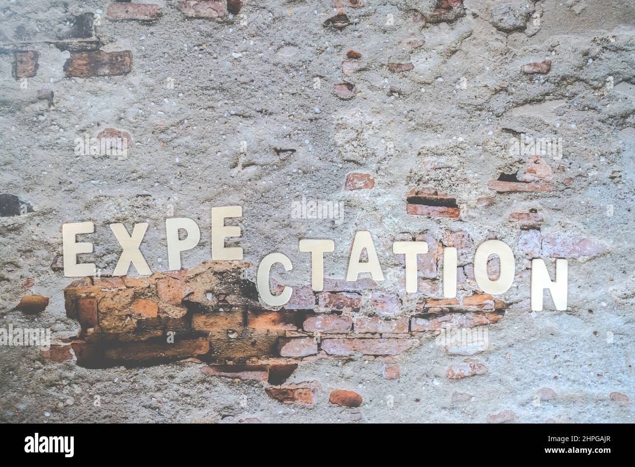 The expectations word on the wall. Business Concept image. Expectation ...