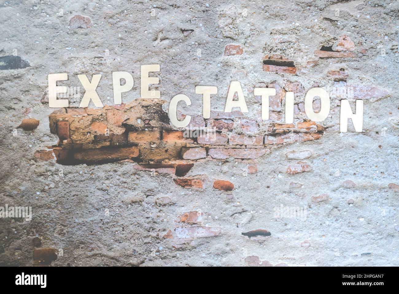 The expectations word on the wall. Business Concept image. Expectation ...