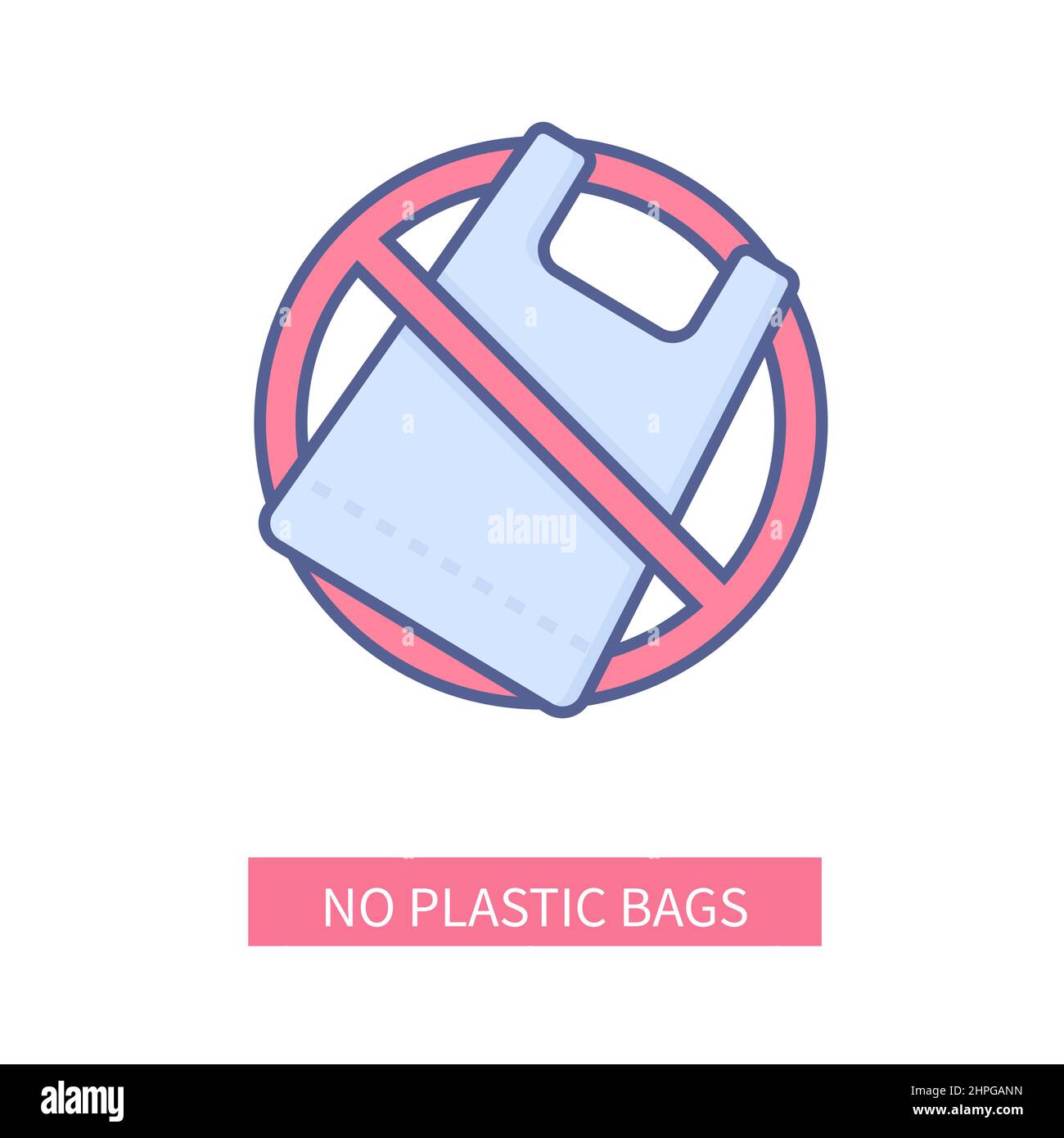 No plastic bags - modern colored line design style icon on white ...