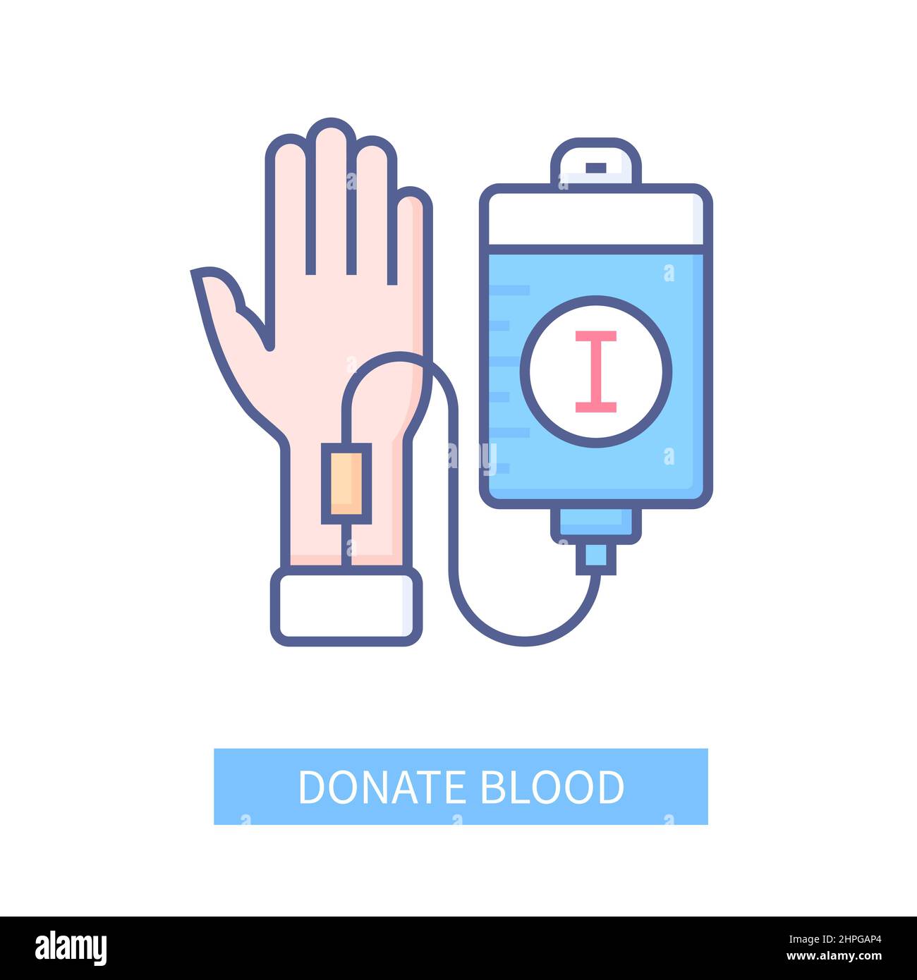 Donate blood - modern colored line design style icon on white ...