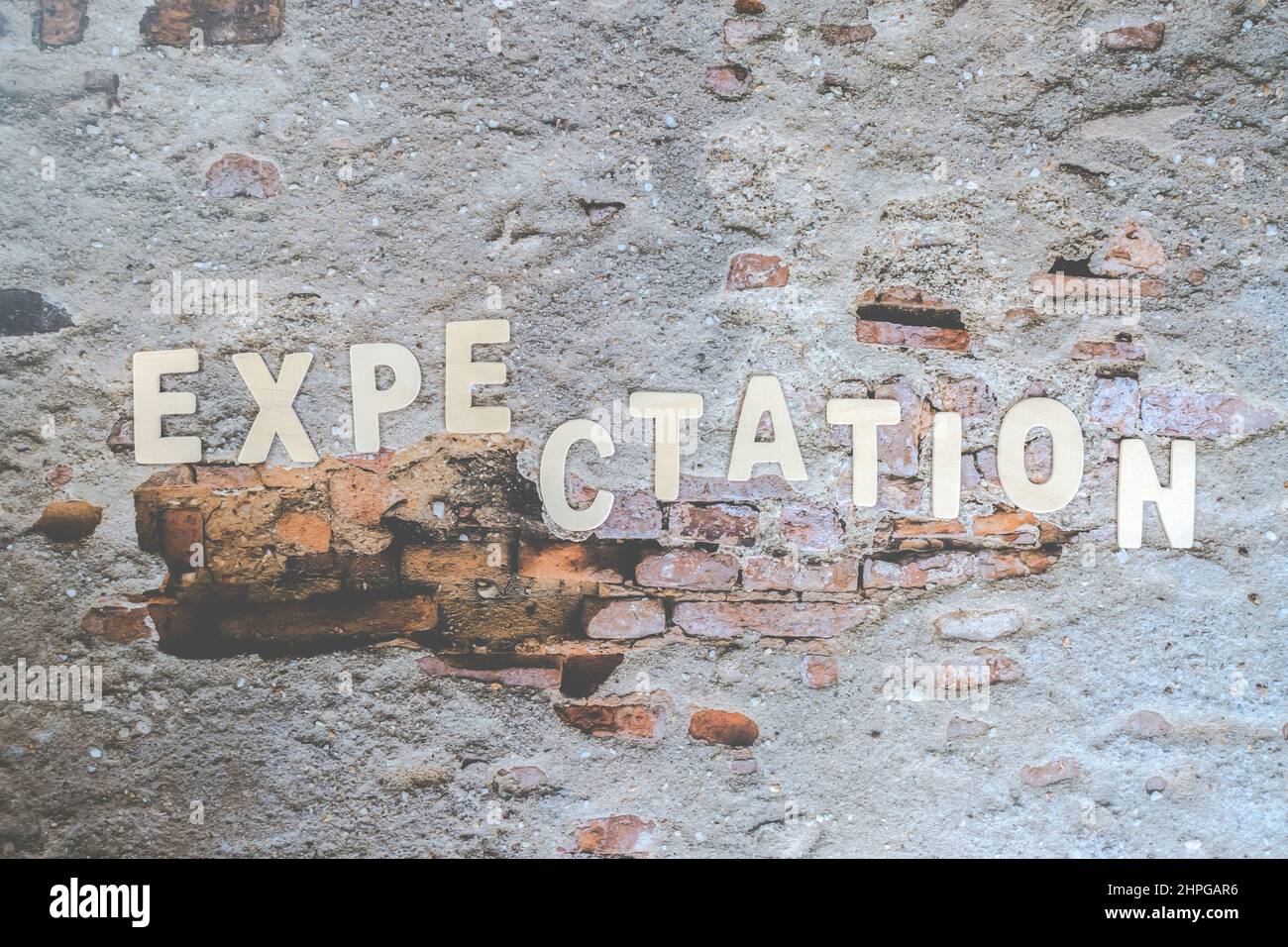 The expectations word on the wall. Business Concept image. Expectation ...