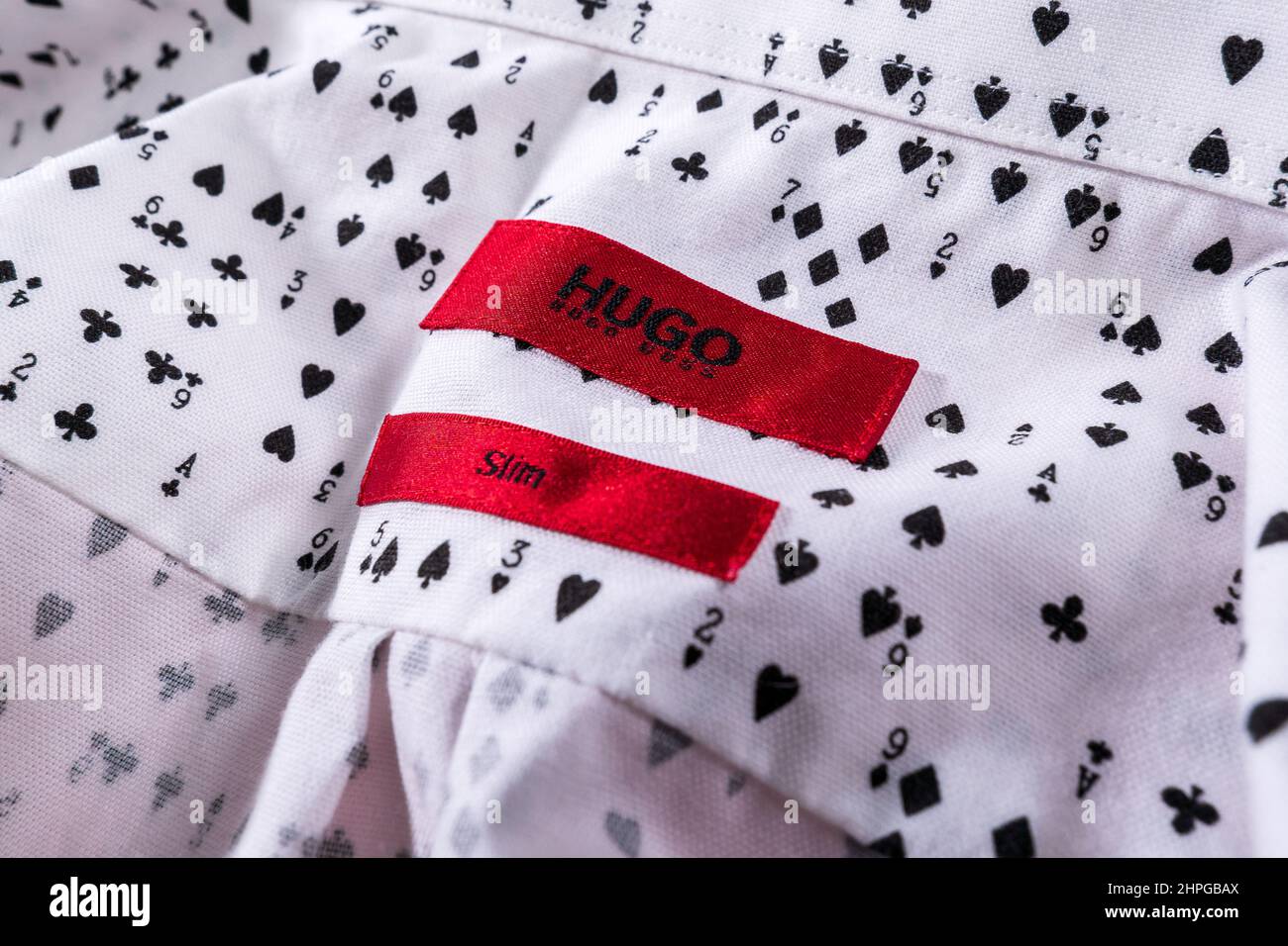 Tyumen, Russia-February 16, 2022: Hugo Boss logo close up is German ...