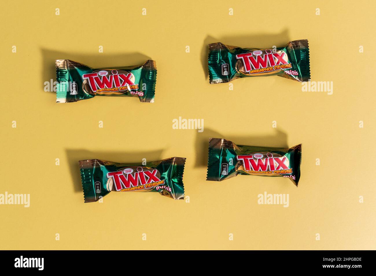 Tyumen, Russia-January 23, 2022: Twix Minis with the taste of ginger ...