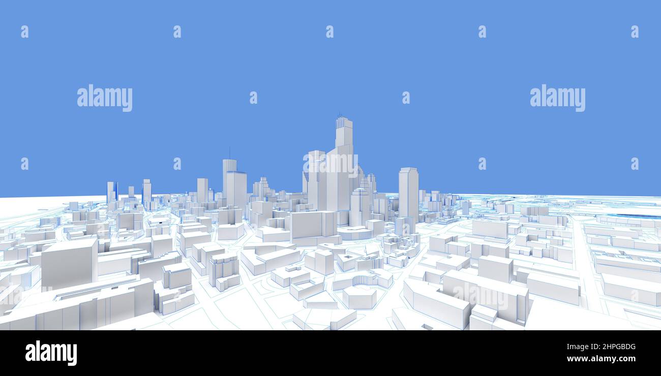 abstract white low poly cityscape with copy space. 3d rendering Stock ...