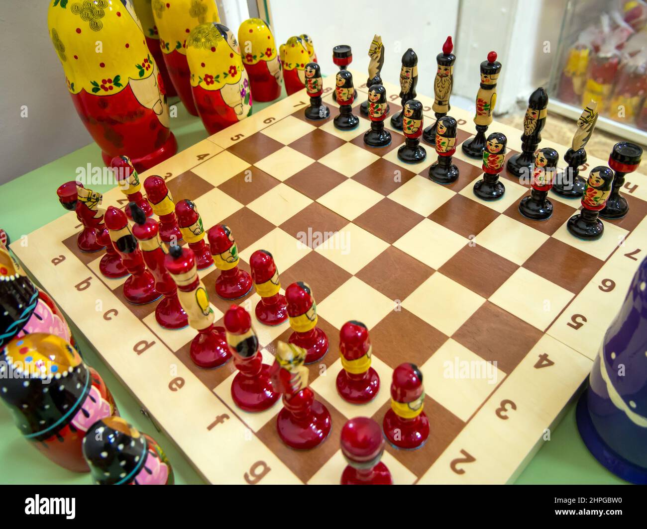 Tula, Russia - January 3, 2021: Chess pieces in the form of nesting ...